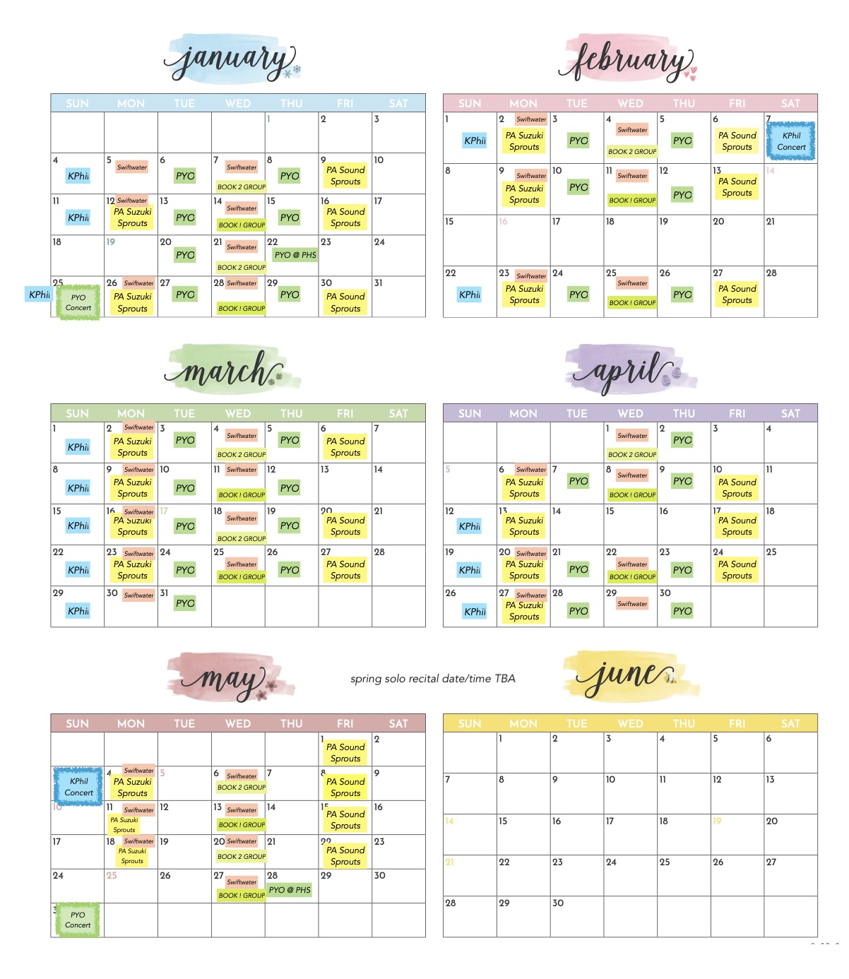 Studio Calendar – String Beans Studio
